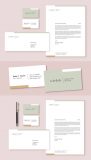 Adobe InDesign Stationery Set with Green and Beige Accents