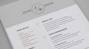 Adobe InDesign Resume Template with Gray Header and Footer