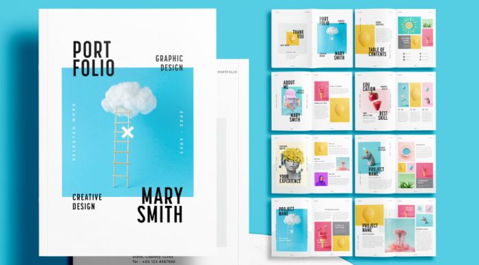 Download a Blue Portfolio InDesign Template