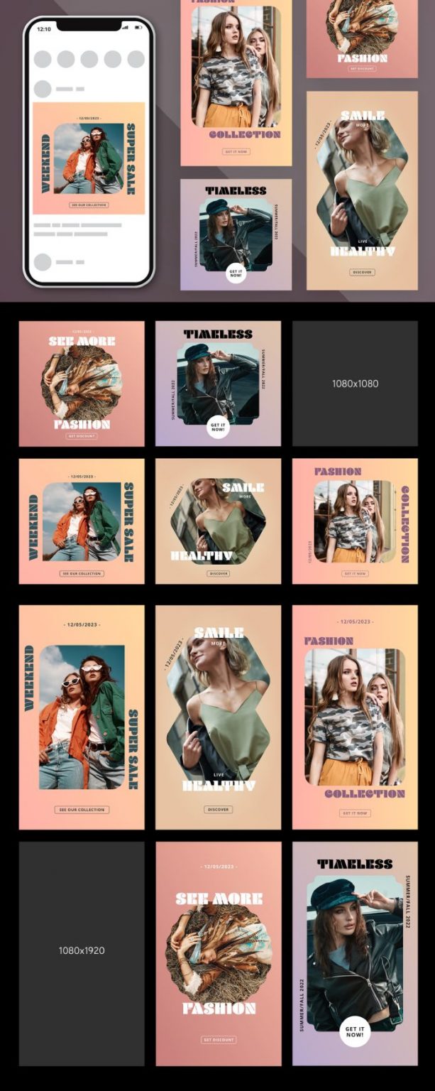 Retro-Style Instagram Post and Story Templates