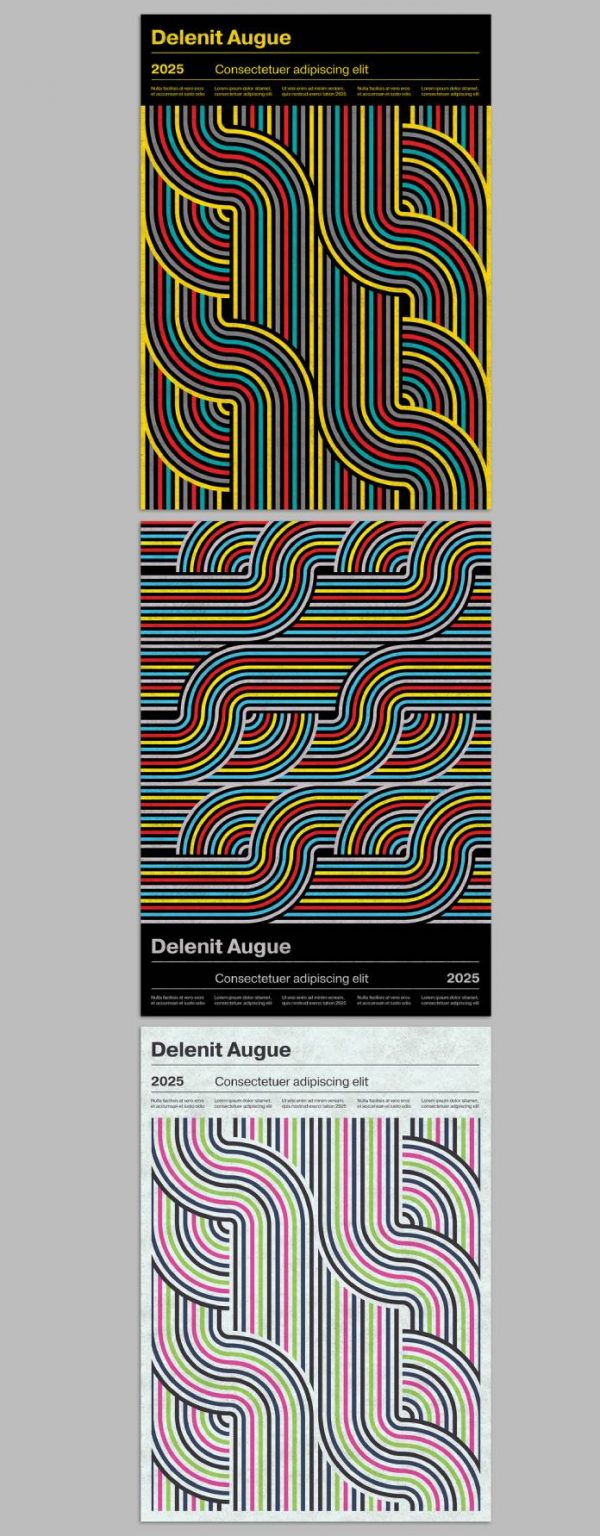 Retro Line Art Poster Template: Mid-Century Modernism Style