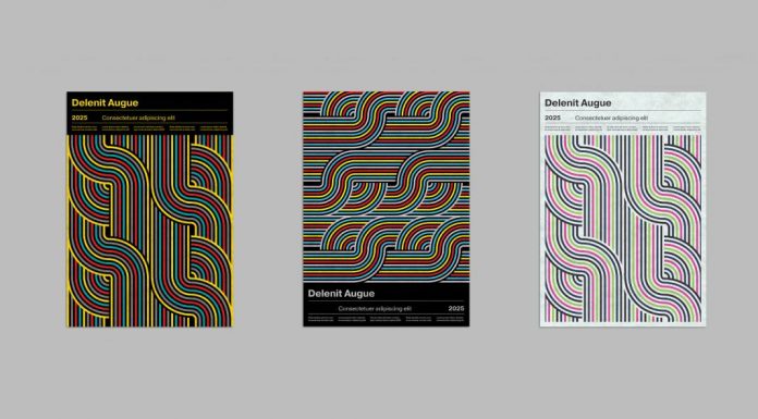 Retro Line Art Poster Template: Mid-Century Modernism Style