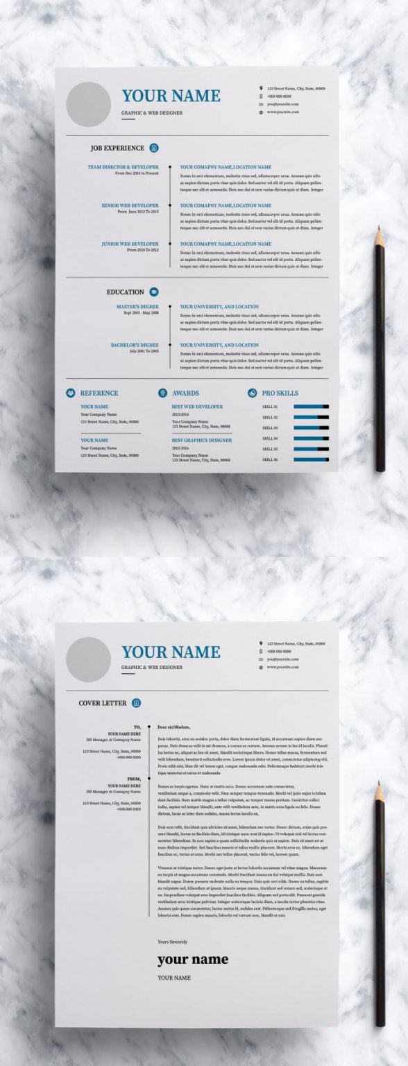 A Well-Structured Resume & Cover Letter Template for Adobe Photoshop