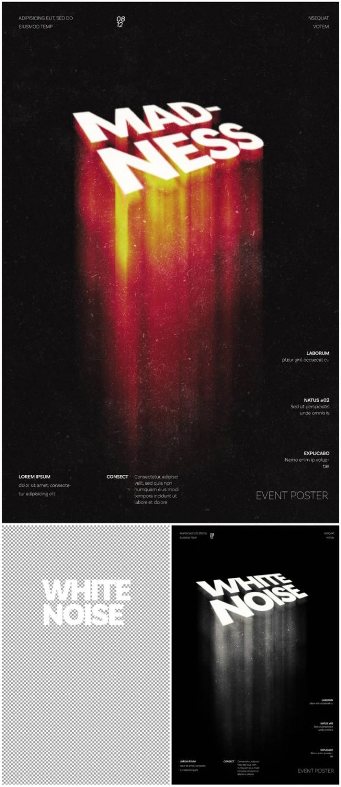 Photoshop Poster Design Template with Fading Text Effect and Smart Layer