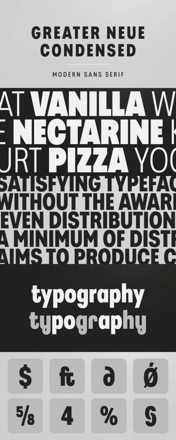 Greater Neue Condensed Font Family by NicolassFonts