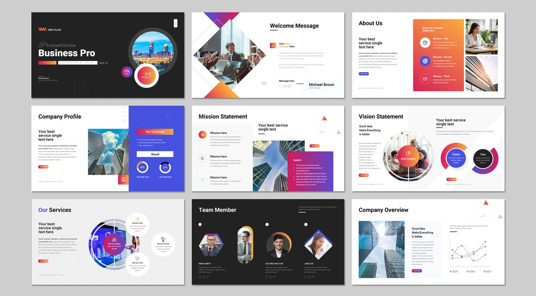 Download a Business Marketing Presentation Template by PixWork